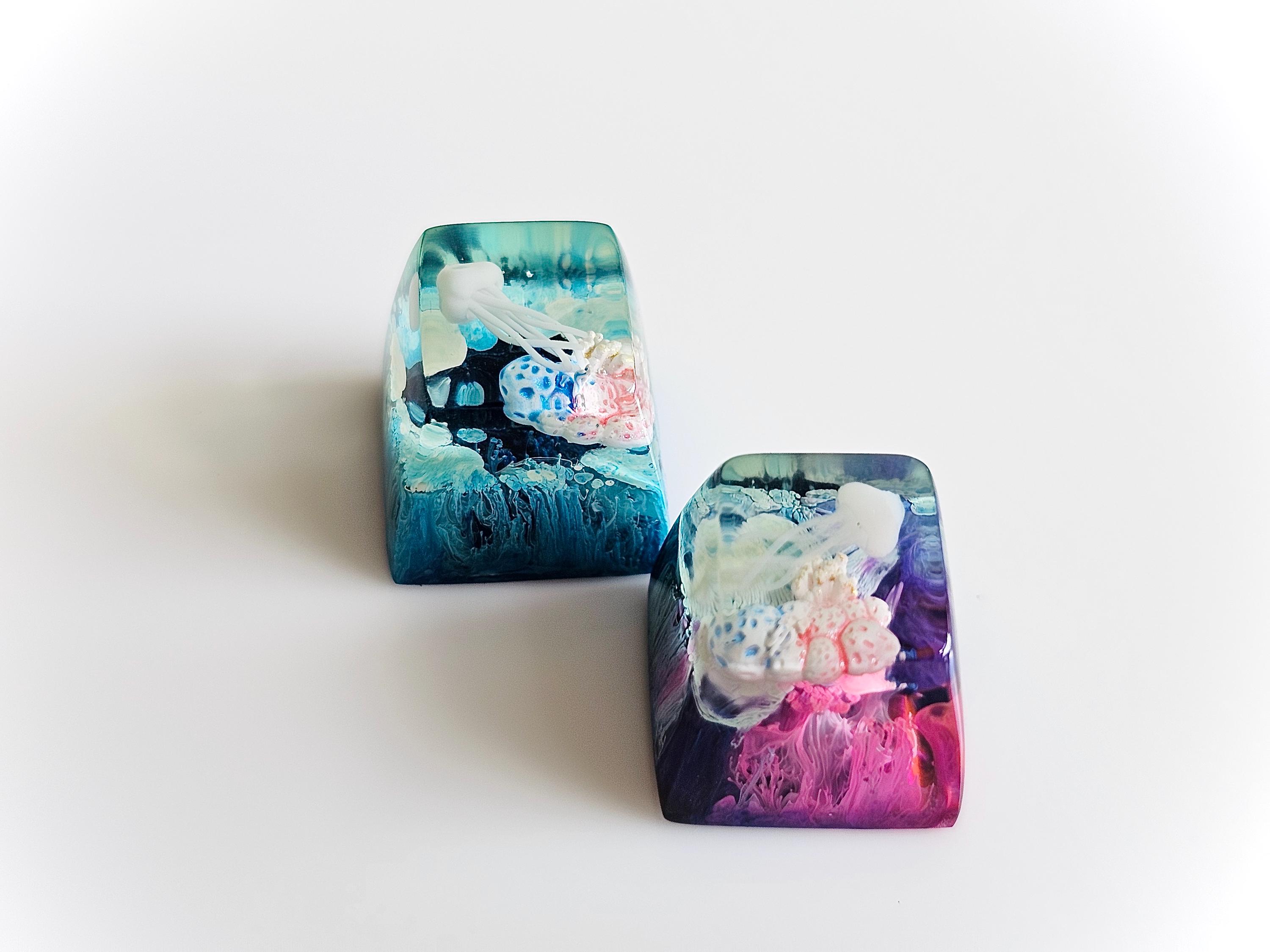 Jellyfish Gaming Knobs, Colorful Knobs Blue and Pink Jellyfish, GMK ...