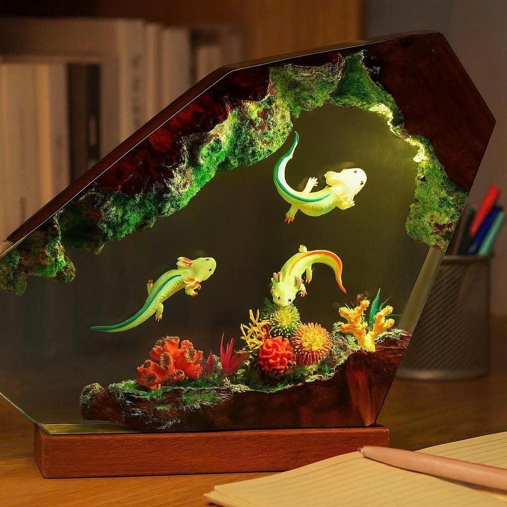 Custom Epoxy Resin Ocean Lamp, Whale, Turtle and Couple Diver Night ...
