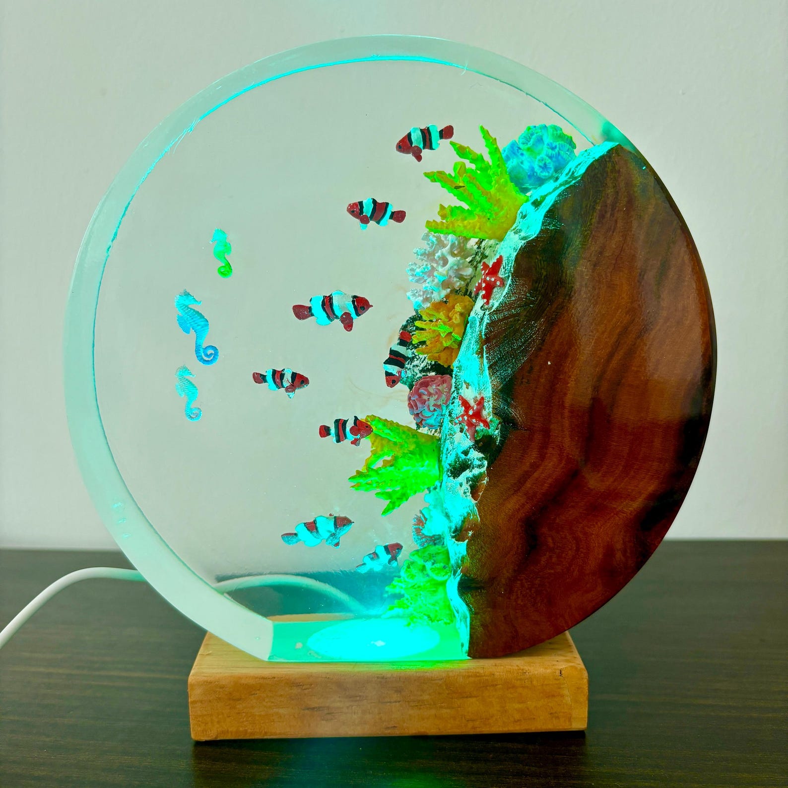 Oceanic Epoxy Resin Night Light Captivating Marine Life Décor, Lamp ...