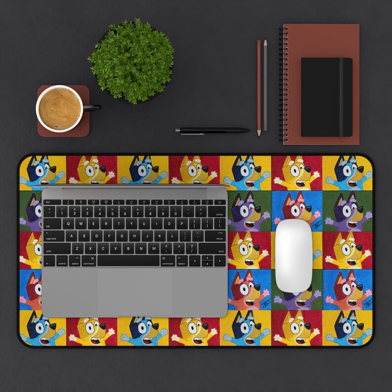 Bluey Warhol Desk Mat, Fun Home Office Decor, Gift for Bluey Fans ...