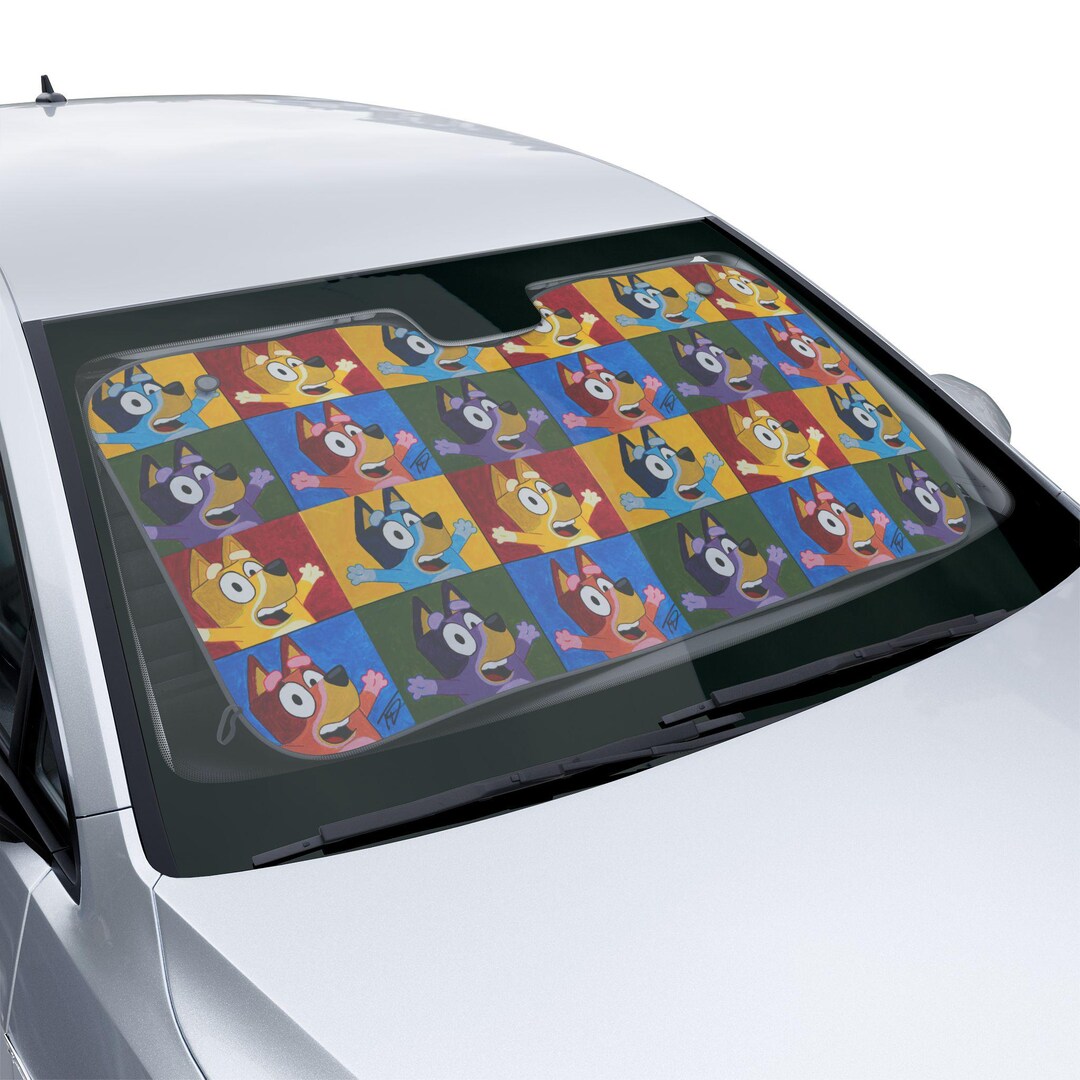 Custom "bluey Warhol" Car Sun Shades - Fun Protection, UV Blocker ...