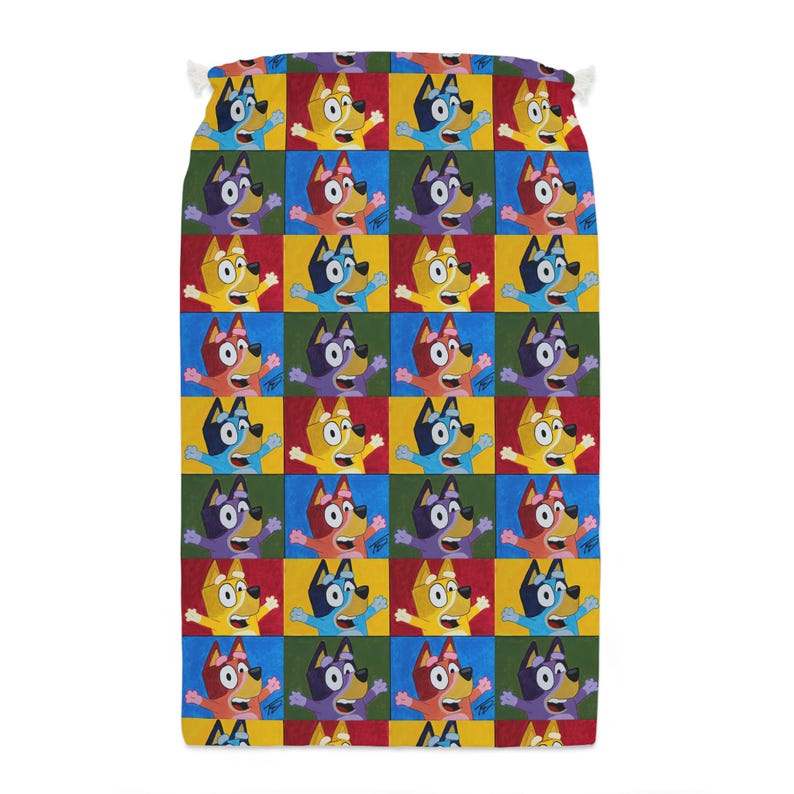 Bluey Warhol Drawstring Sack, Kids' Storage Bag, Fun Gift for Playtime ...