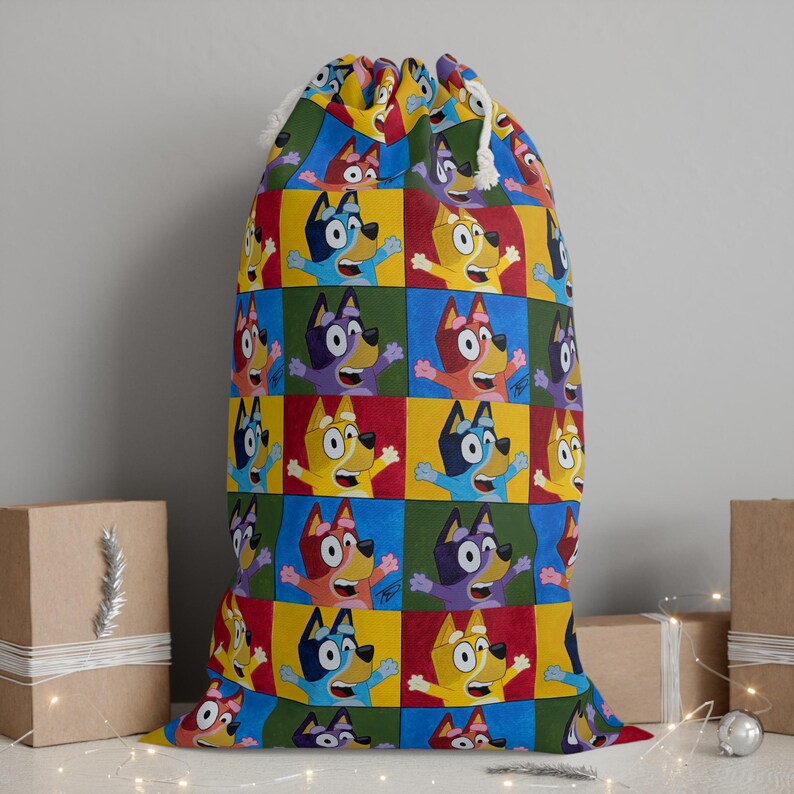 Bluey Warhol Drawstring Sack, Kids' Storage Bag, Fun Gift for Playtime ...
