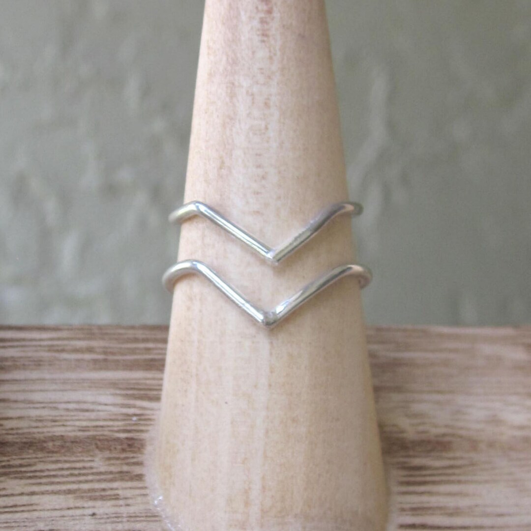 Chevron Ring, Silver Chevron Ring, Midi Ring, Sterling Silver Dainty ...