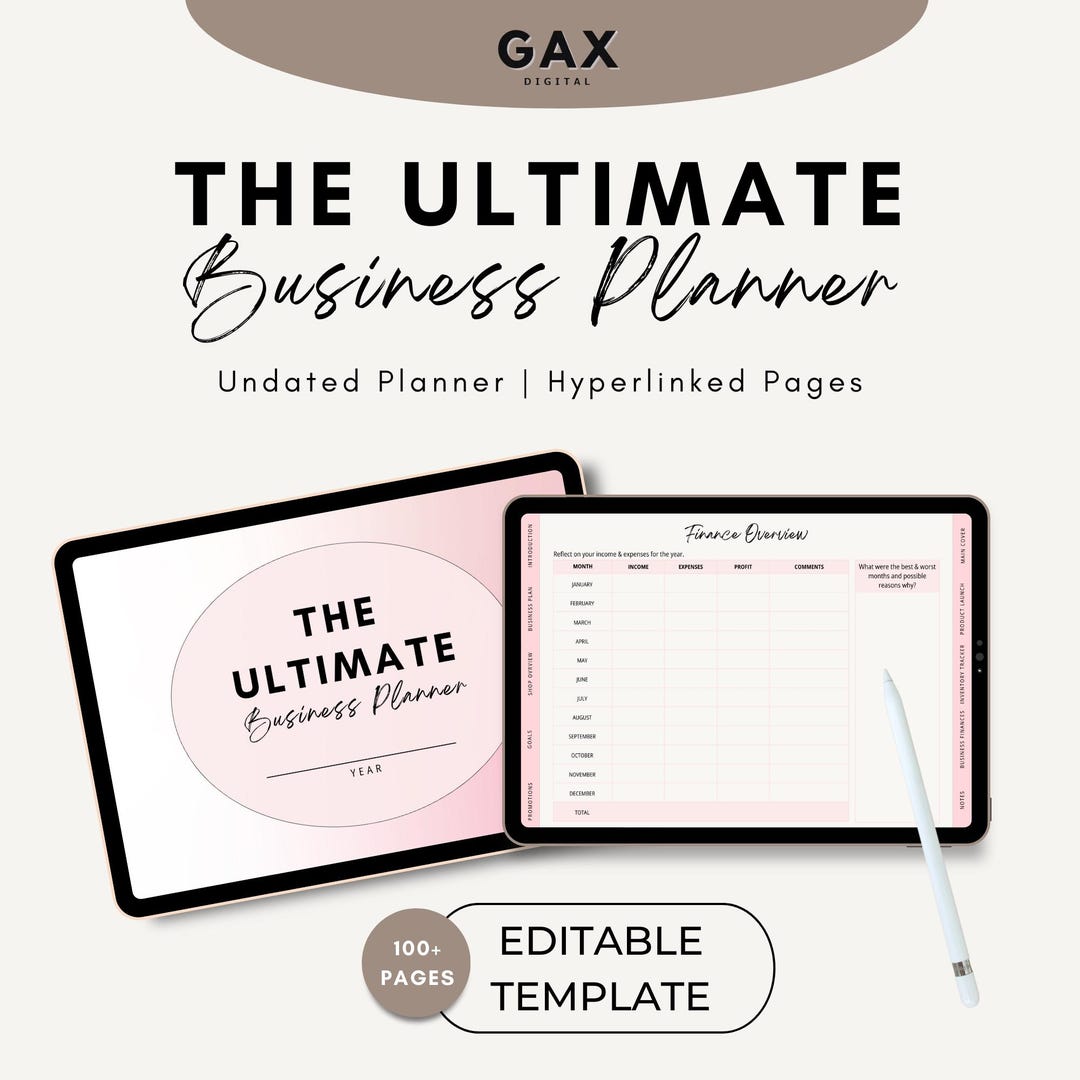 Ultimate Business Planner Template Pink Goodnotes Undated Digital ...