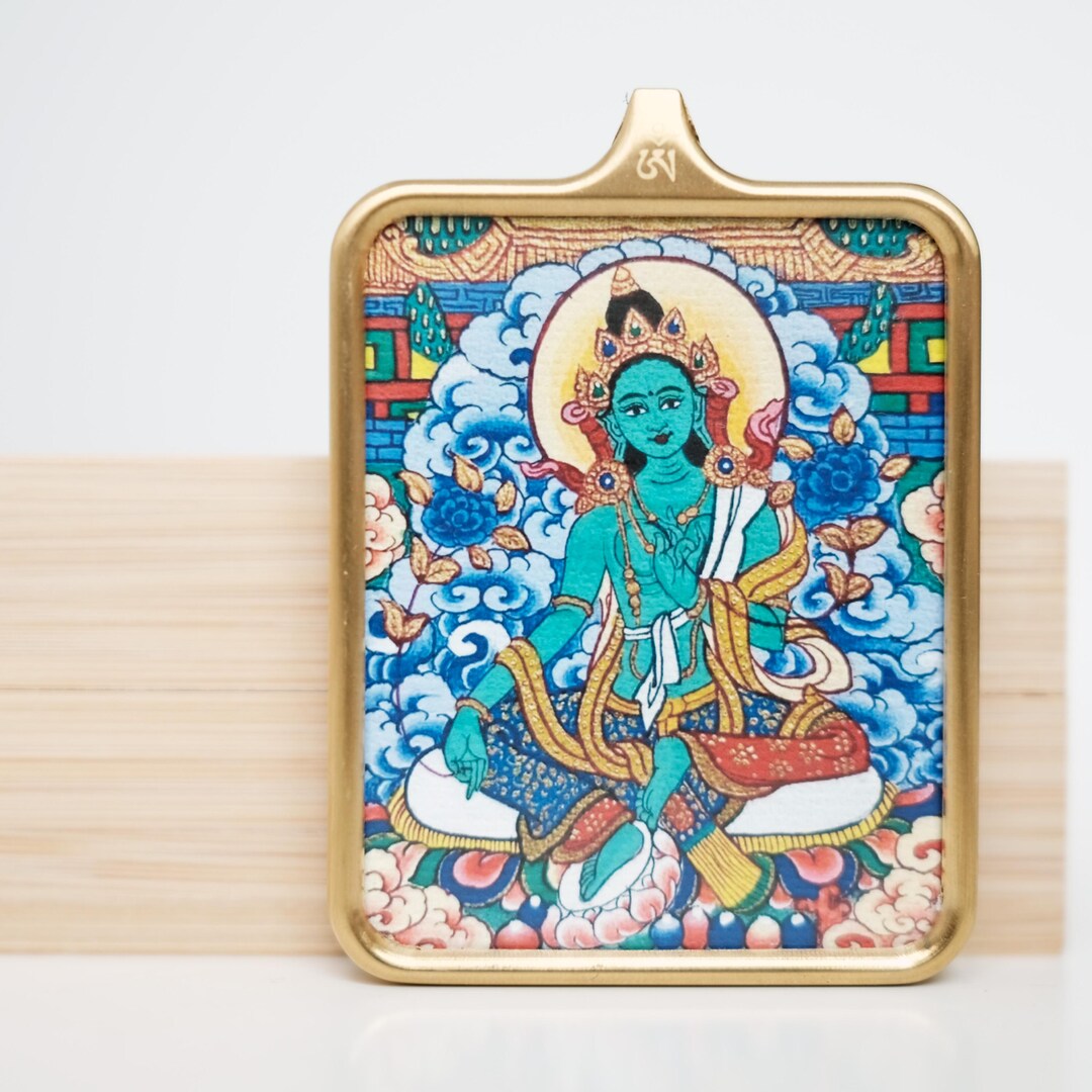 Green Tara Necklace Thangka, Blessed Thangka Pendant, Tibet Buddhism ...
