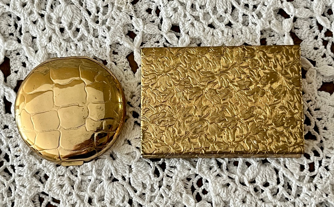 Vintage Lot of 2 Gold Toned Metal Compacts/estee Lauder?/helen ...