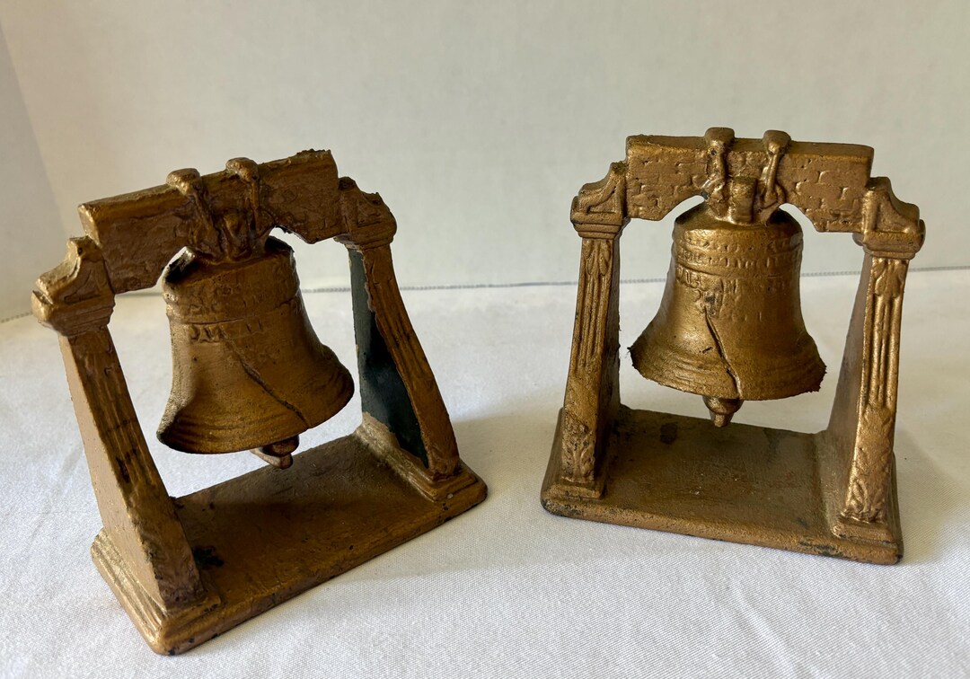 Antique Pair Cast Bronze Liberty Bell Bookends - Etsy