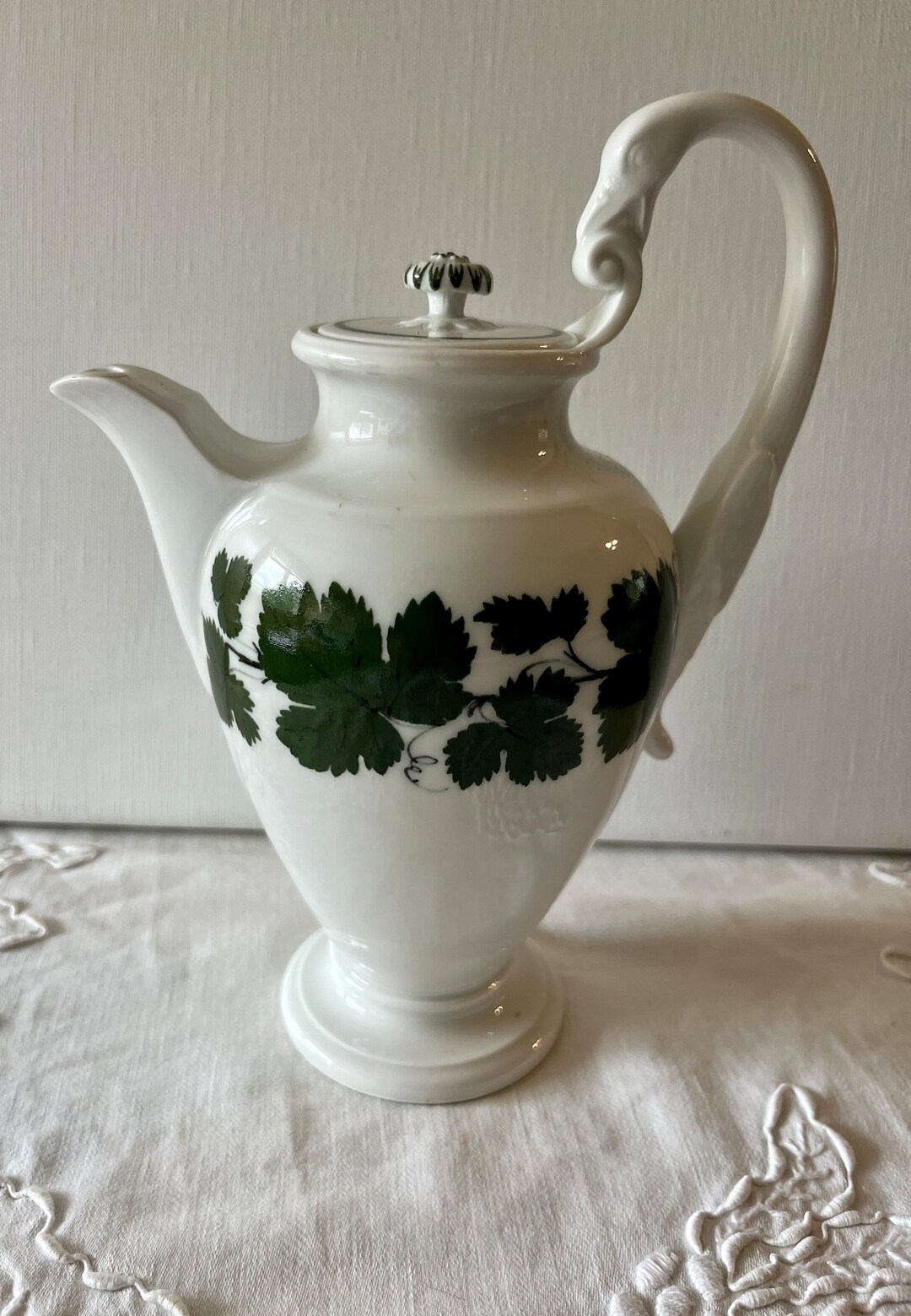 Antique Meissen Biedermeier Napoleon Geen Ivy Pattern Teapot/coffeepot ...