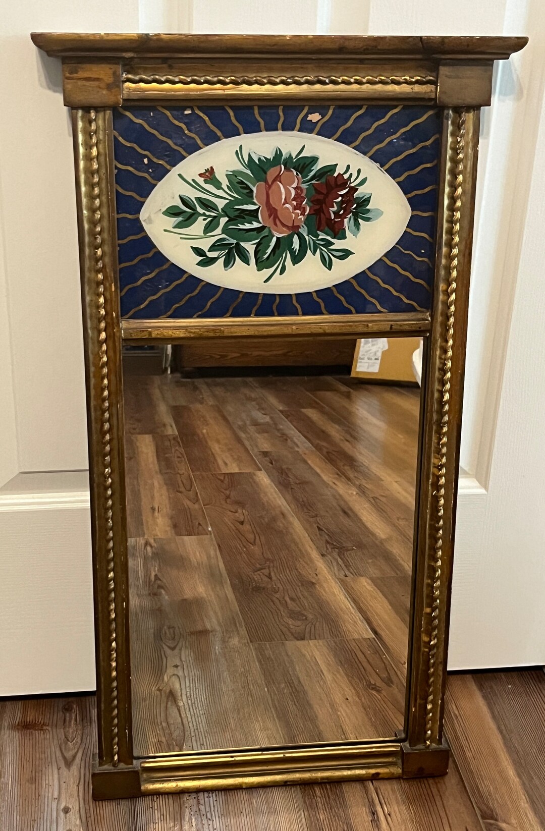 Antique/vintage Borghese Reverse Painted Gold Framed Mirror - Etsy