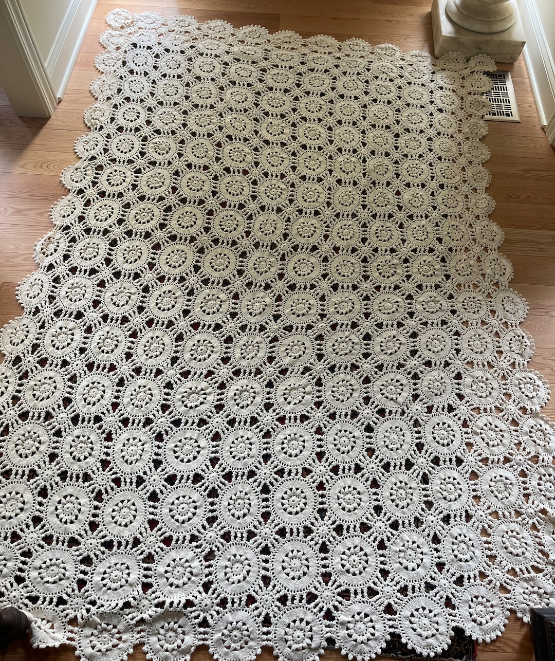 Vintage Hand Crochet Bedspread/tablecloth 84 X 58 - Etsy