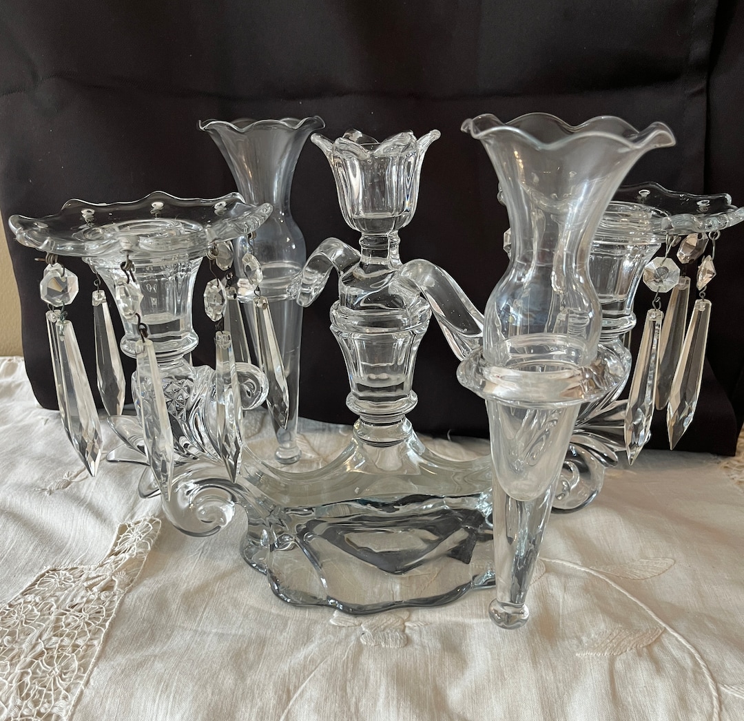 Vintage Cambridge Caprice Pattern Double Candlestick/epergne Flower ...