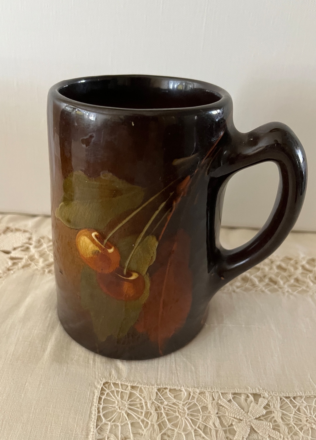 Antique Owen's Pottery Utopian Pattern #1035 Right Handle Mug W/double ...
