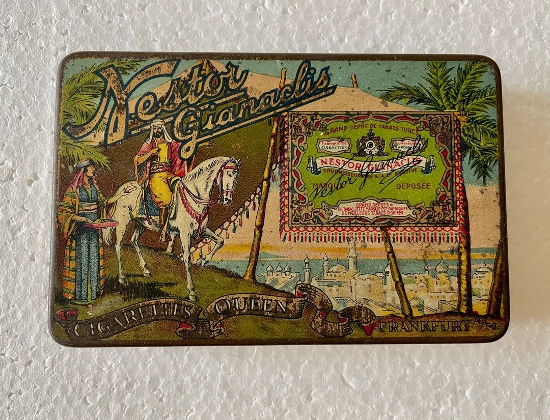 Antique Cigarette Box Nestor Gianaclis/cigarettes Queen/cairo - Etsy