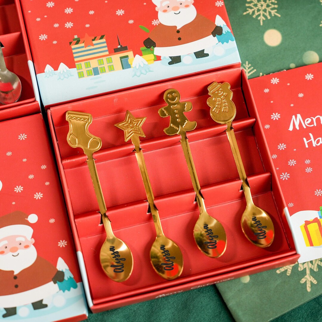 Customizable Christmas Stainless Steel Spoon Set, Stainless Steel ...