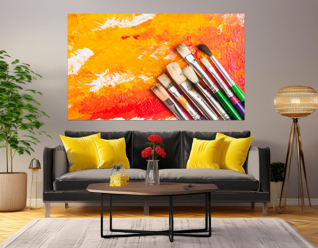 Abstract Brush Art Bold and Bright Wall Decor With Expressive Paint ...