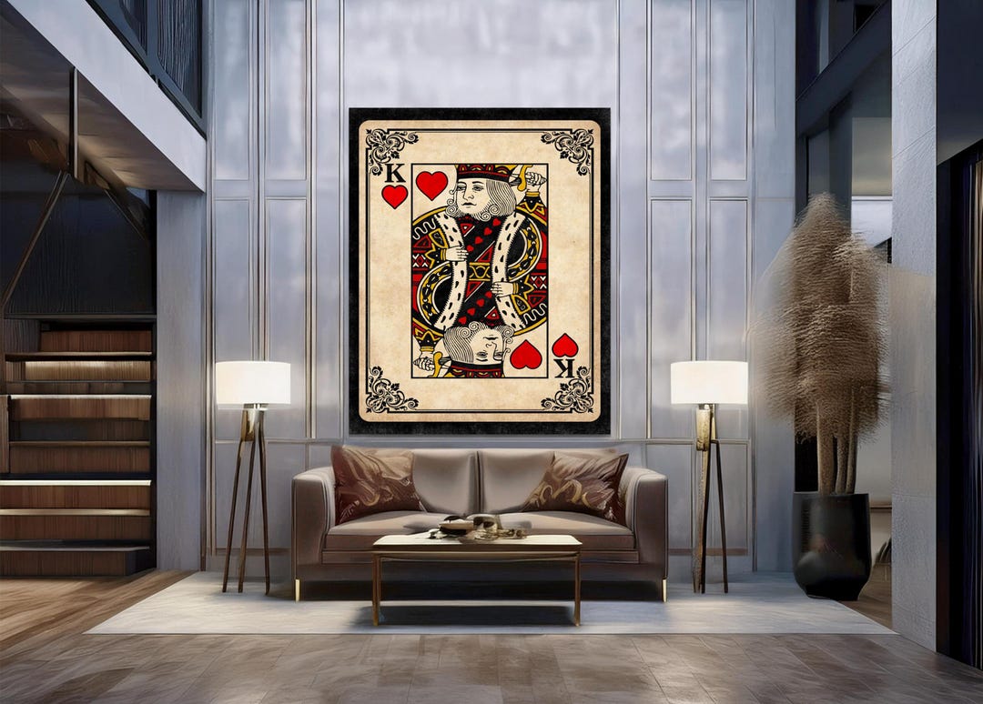 King of Hearts Playing Card Canvas Art, Vintage Poker-themed Wall Decor ...