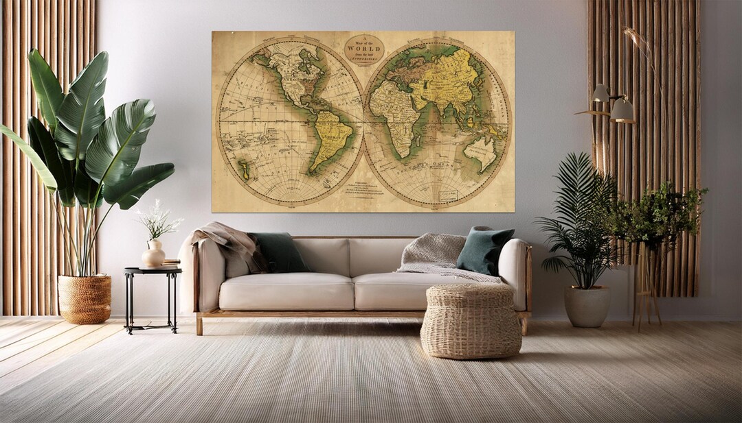 Antique World Map With Detailed Geographic Labels Perfect for Vintage ...