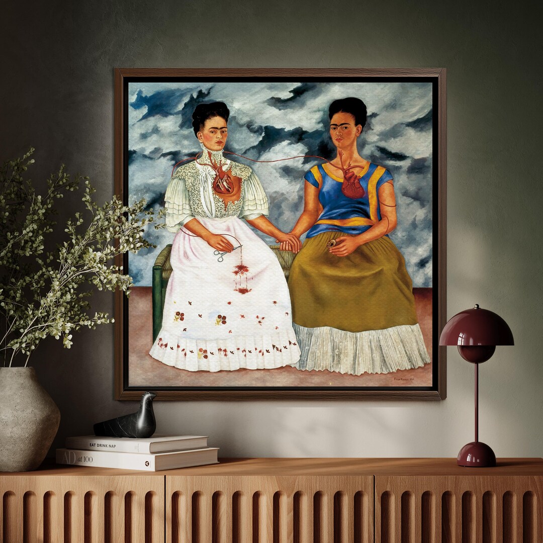 The Two Fridas Framed Canvas Wall Art, Ready to Hang Feminist Portrait ...