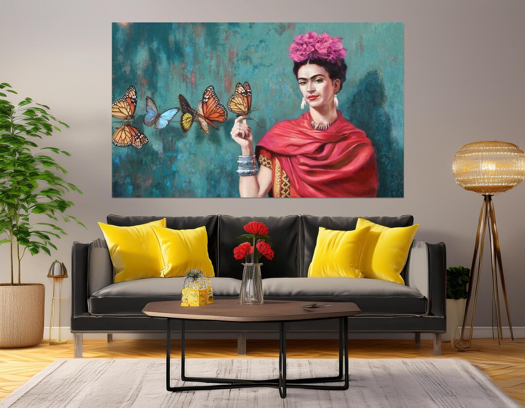 Frida Kahlo Portrait With Butterflies Canvas Print Vibrant Wall Art ...