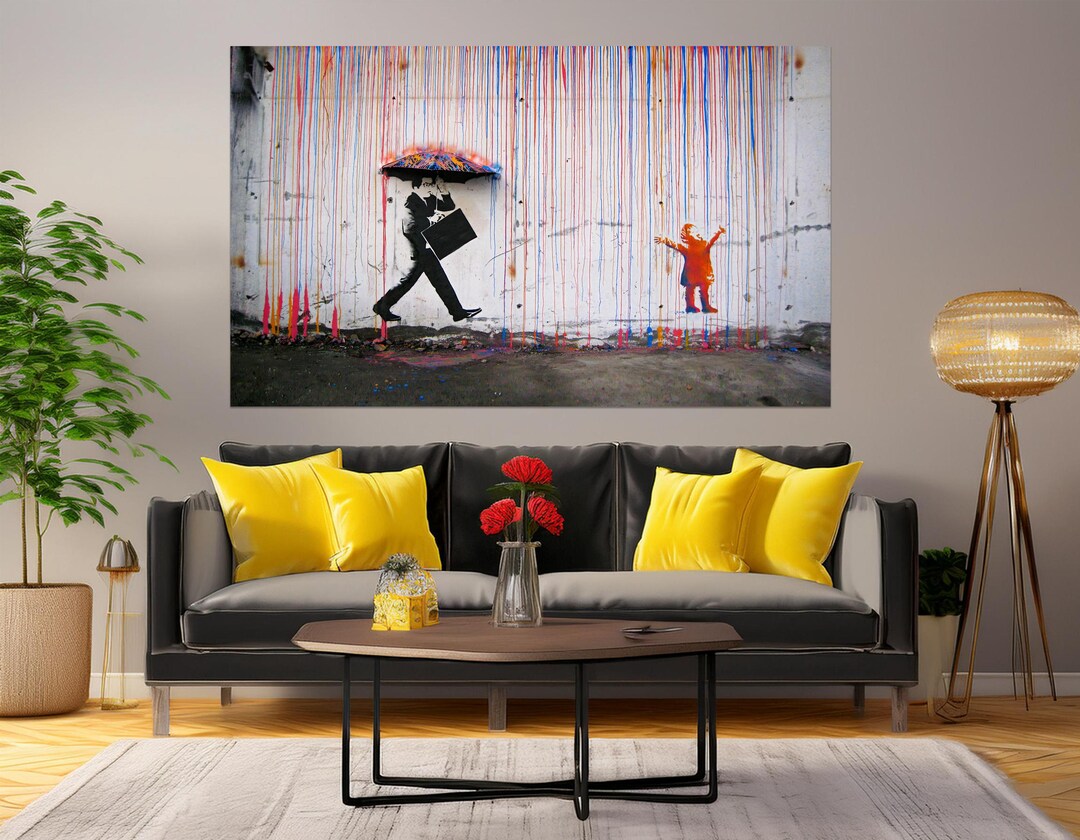 Extra Large Graffiti Wall Art With Rain Effect Banksy-inspired Urban ...