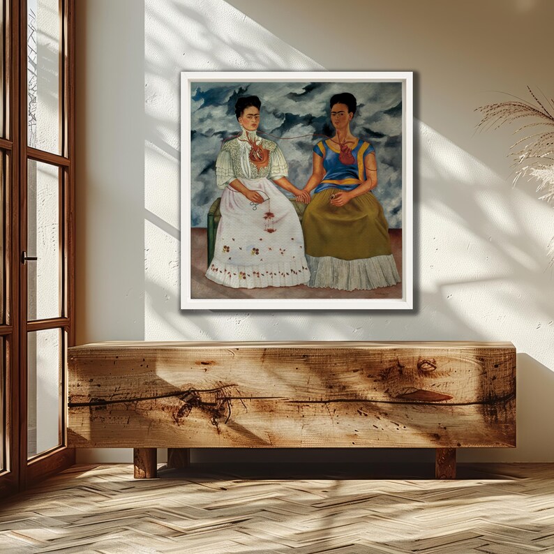 The Two Fridas Framed Canvas Wall Art, Ready to Hang Feminist Portrait ...