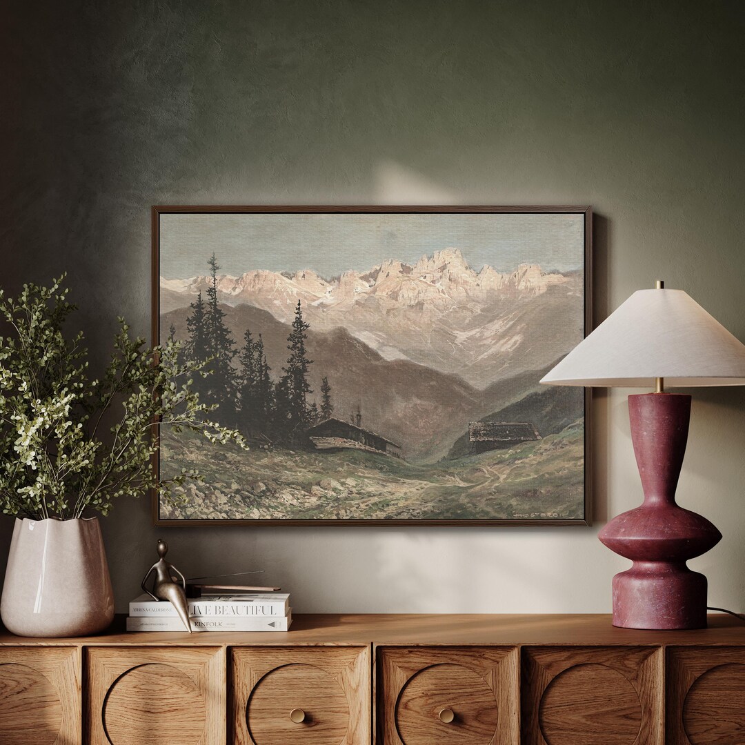Ready to Hang Rustic Mountain Cabin Framed Canvas Wall Art, Alpine ...