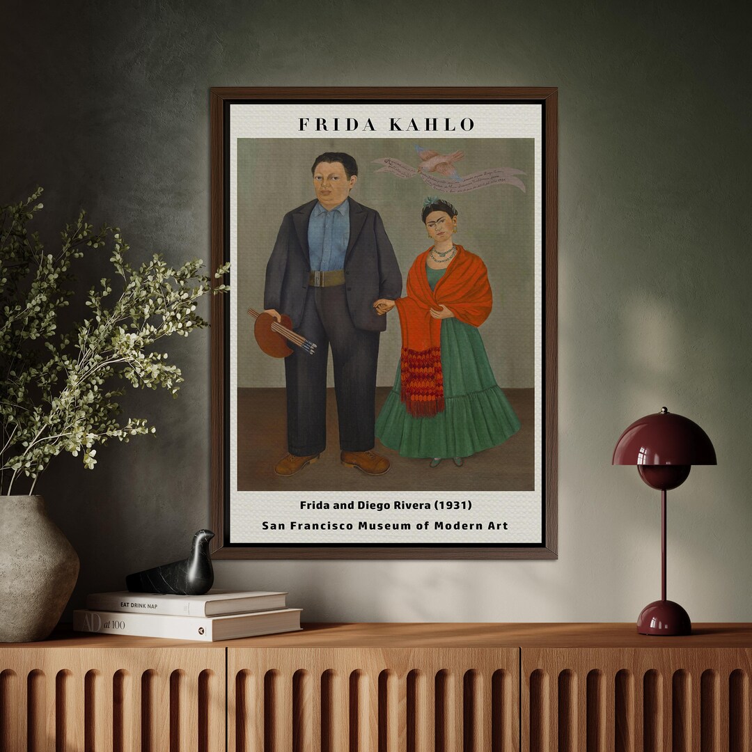 Frida Kahlo and Diego Rivera Framed Canvas Wall Art, Surreal Mexican ...