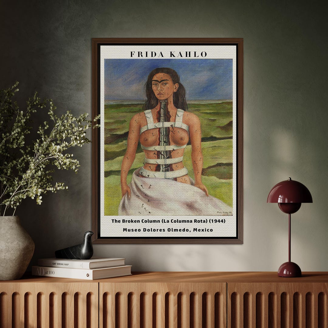 Frida Kahlo the Broken Column Framed Canvas Wall Art, Feminist Surrealist Mexican Portrait for ...