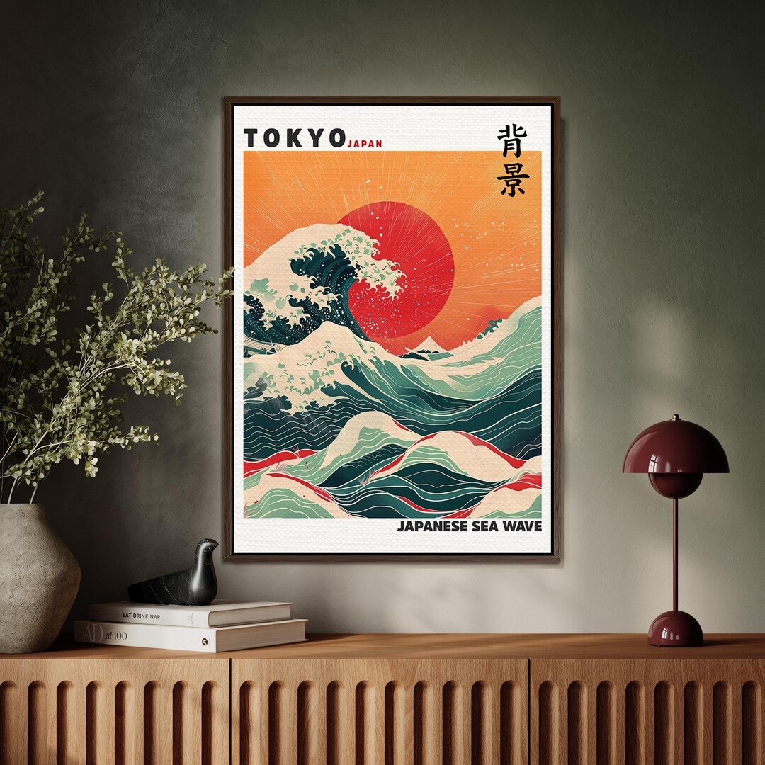 Hokusai the Great Wave Framed Canvas Wall Art, Iconic Japanese Ocean ...