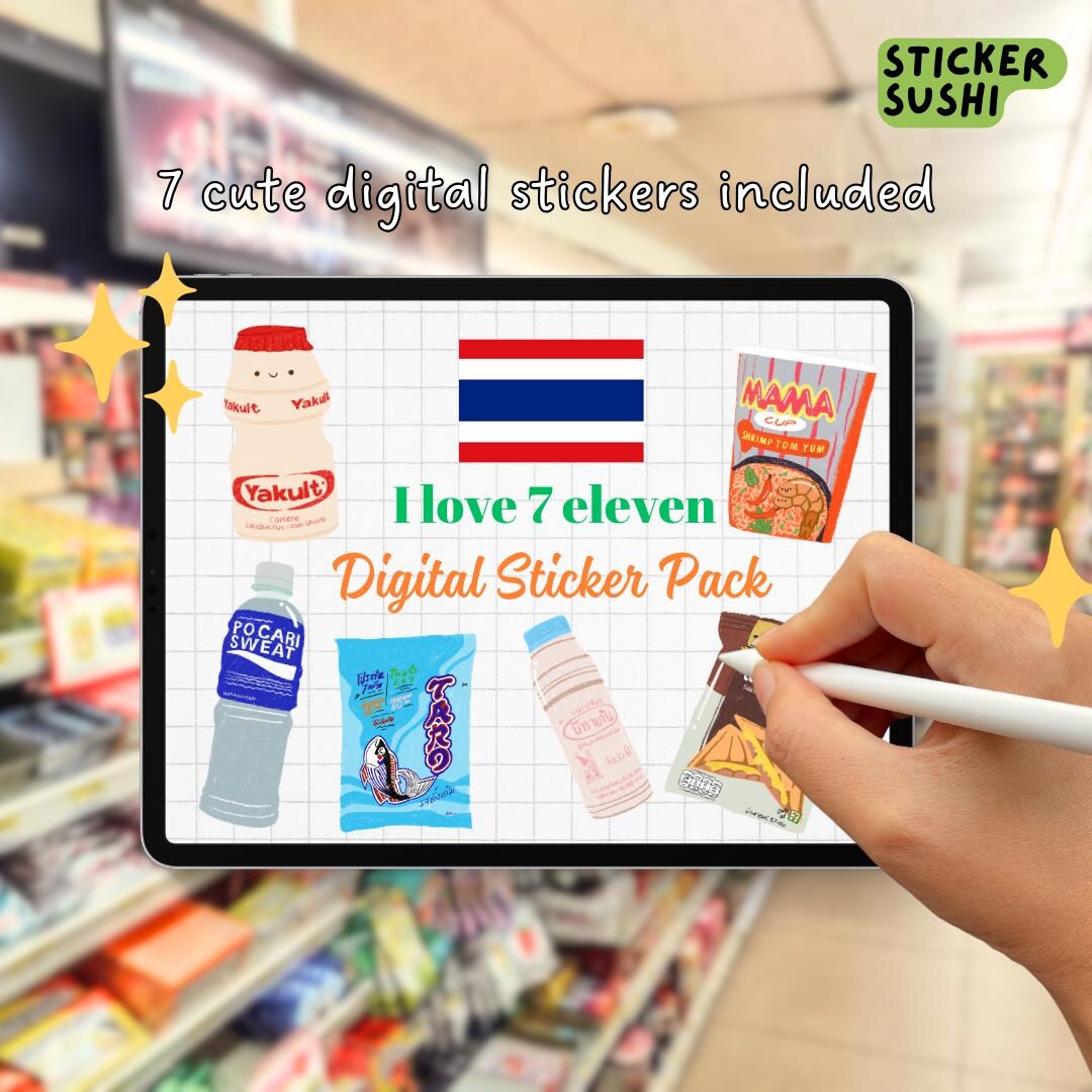 7 Eleven Thailand Cute Digital Stickers for Goodnotes, Notability ...