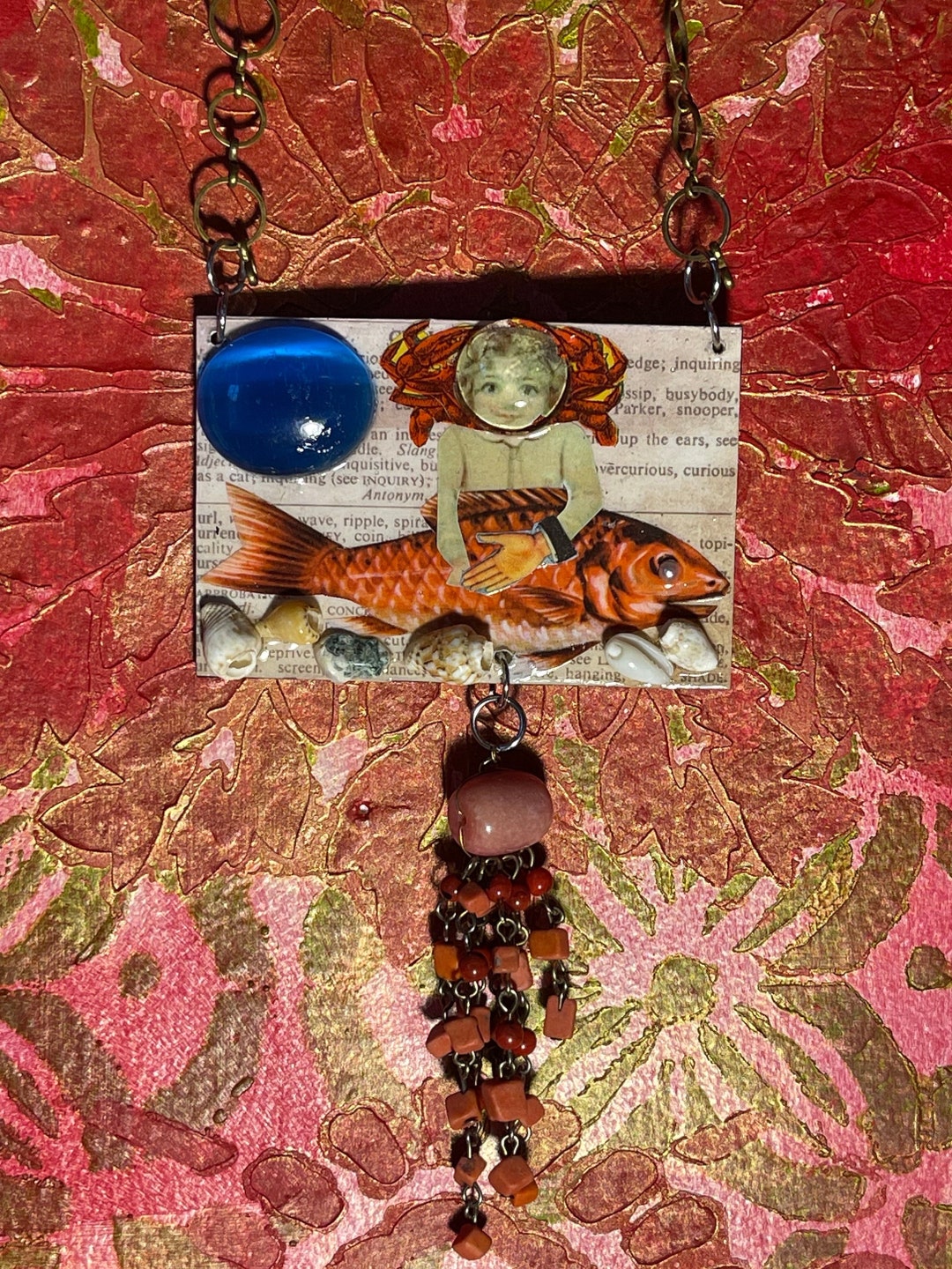 Fishy Face Tchotchke Collage Wearable Art Necklace - Etsy