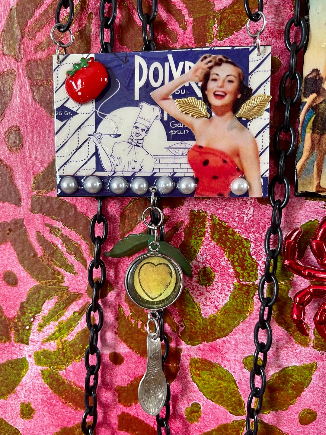 Spicy Tomato Tchotchke Collage Wearable Art Necklace - Etsy