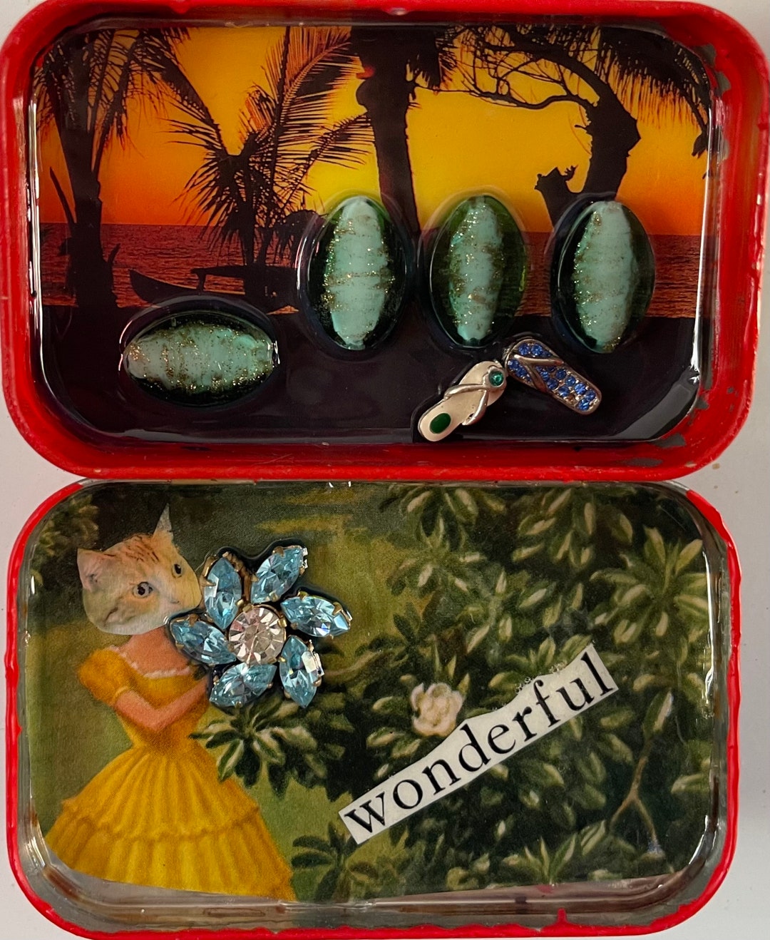 Beach Cat Tin Box Shrine Magnet - Etsy