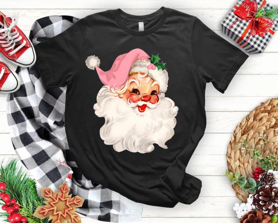 Pink Santa Retro Christmas T-shirts Holidays Christmas Matching Family ...