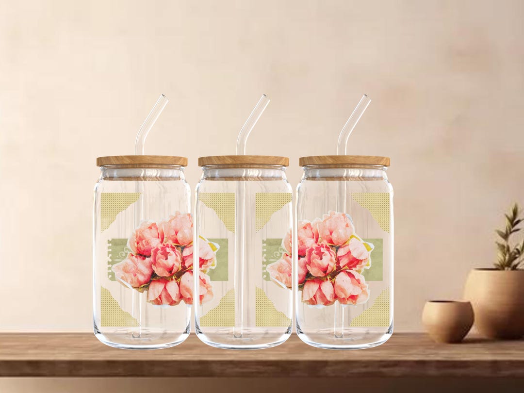 Pink Dried Flower Bouquet Sipper, Fresh Springtime Vintage Newspaper ...