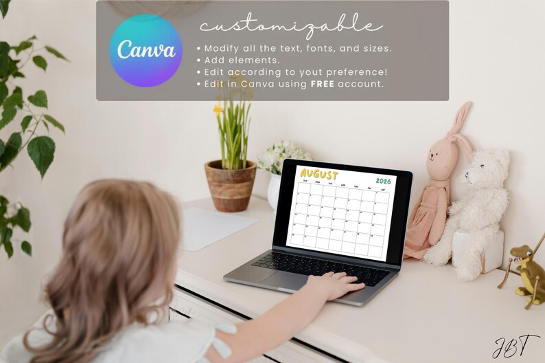 2026 Calendar Printable Calendar, Editable Calendar Template in Canva ...