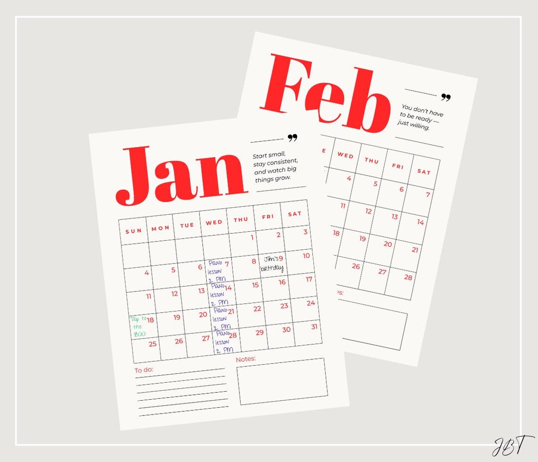 2026 Monthly Planner Printable, Editable Monthly Calendar Template ...