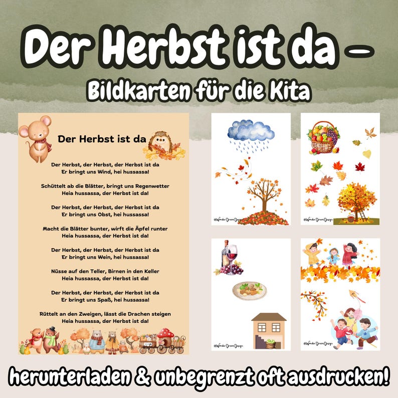 Das Lied „Der Herbst ist da“ – Bildkarten für Kita und Kindergarten | Herbstlied visualisieren ...