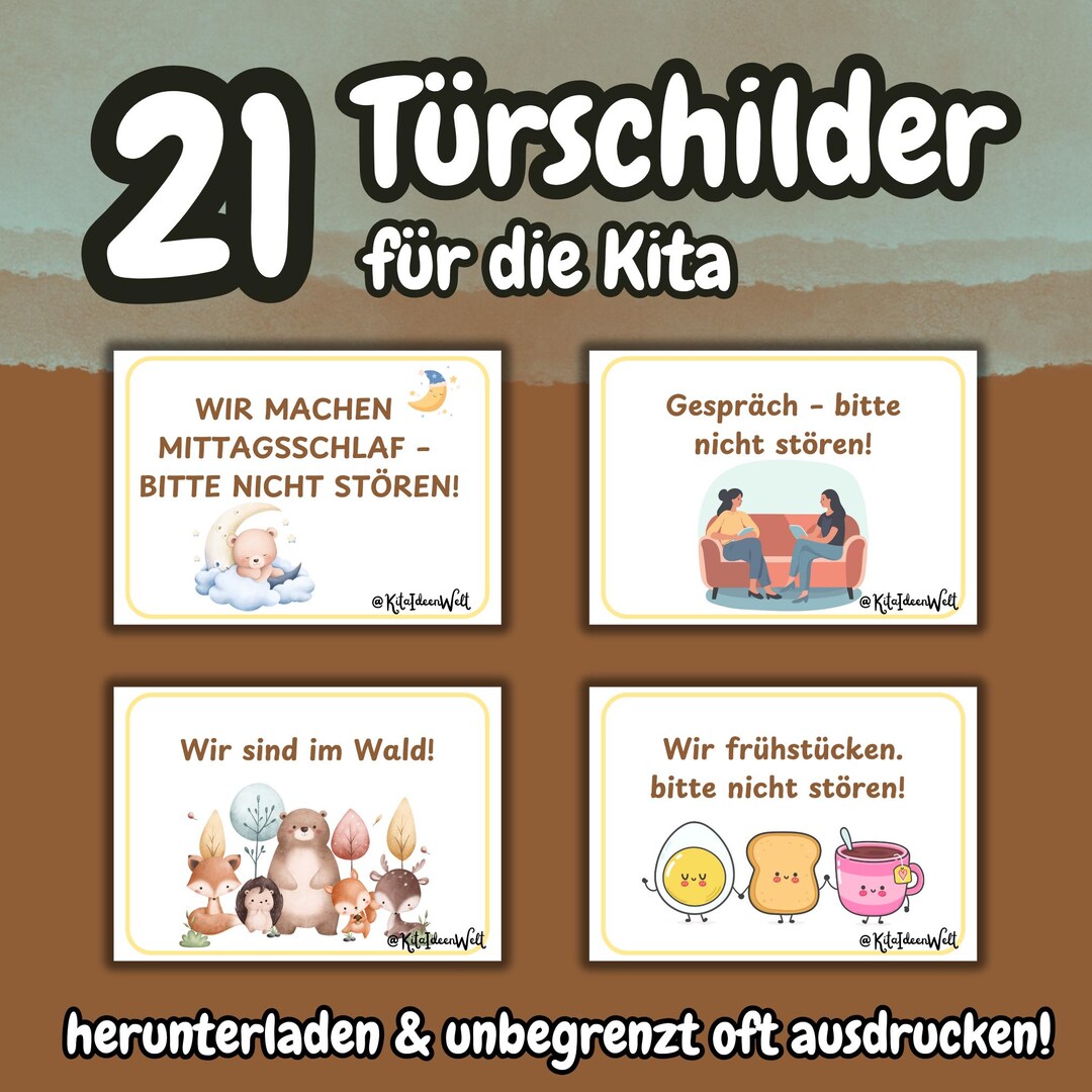 21 Door Signs for Daycare & Kindergarten | PDF Download | A4 Landscape ...