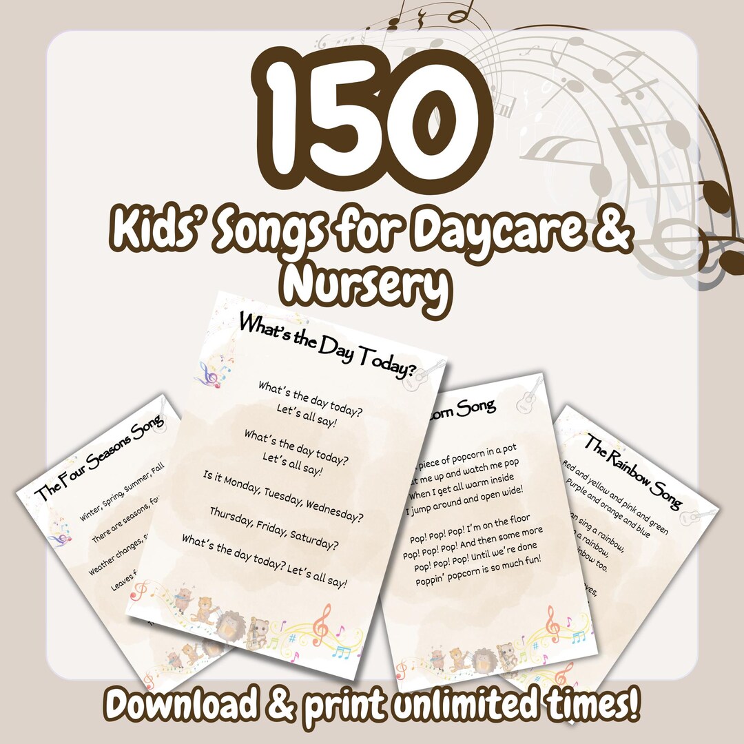 150 Kids' Songs to Print | Instant PDF Download (A4) | Perfect for ...