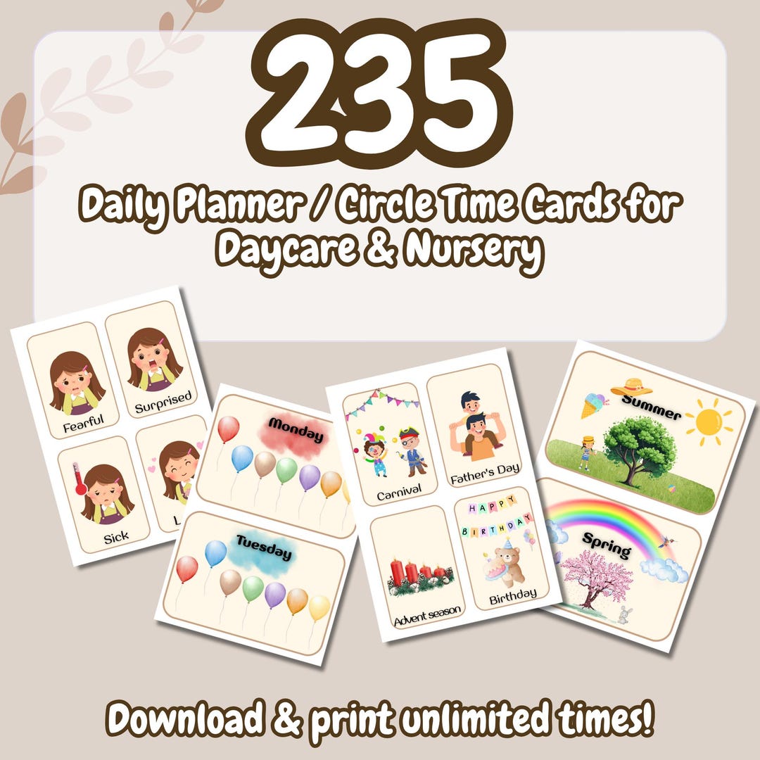 235 Daily Planner / Circle Time Cards for Daycare, Nursery ...