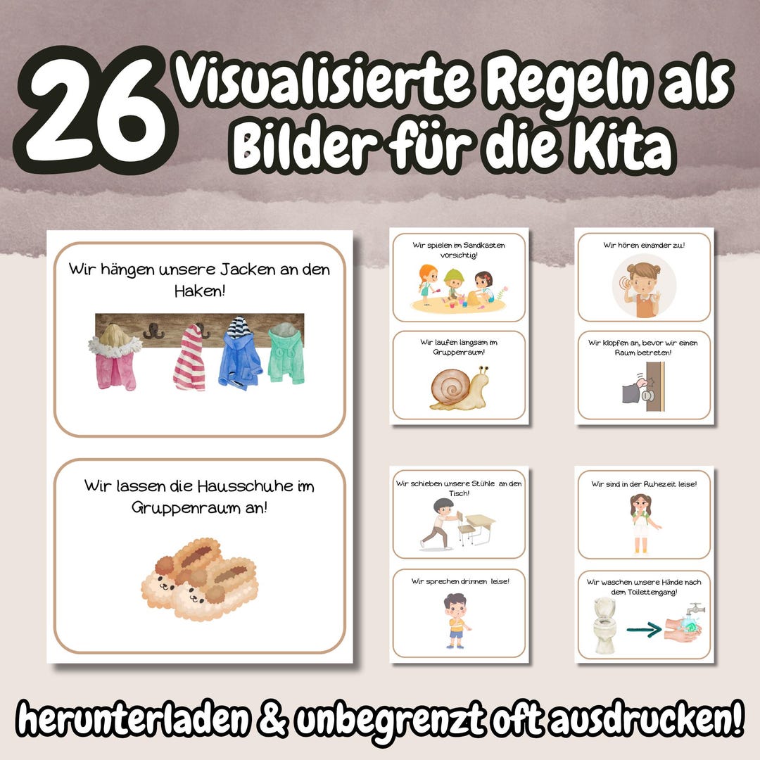 26 Visualisierte Regeln für die Kita | Pädagogisch wertvolle Regeln ohne „Nicht“ | A4 zum ...