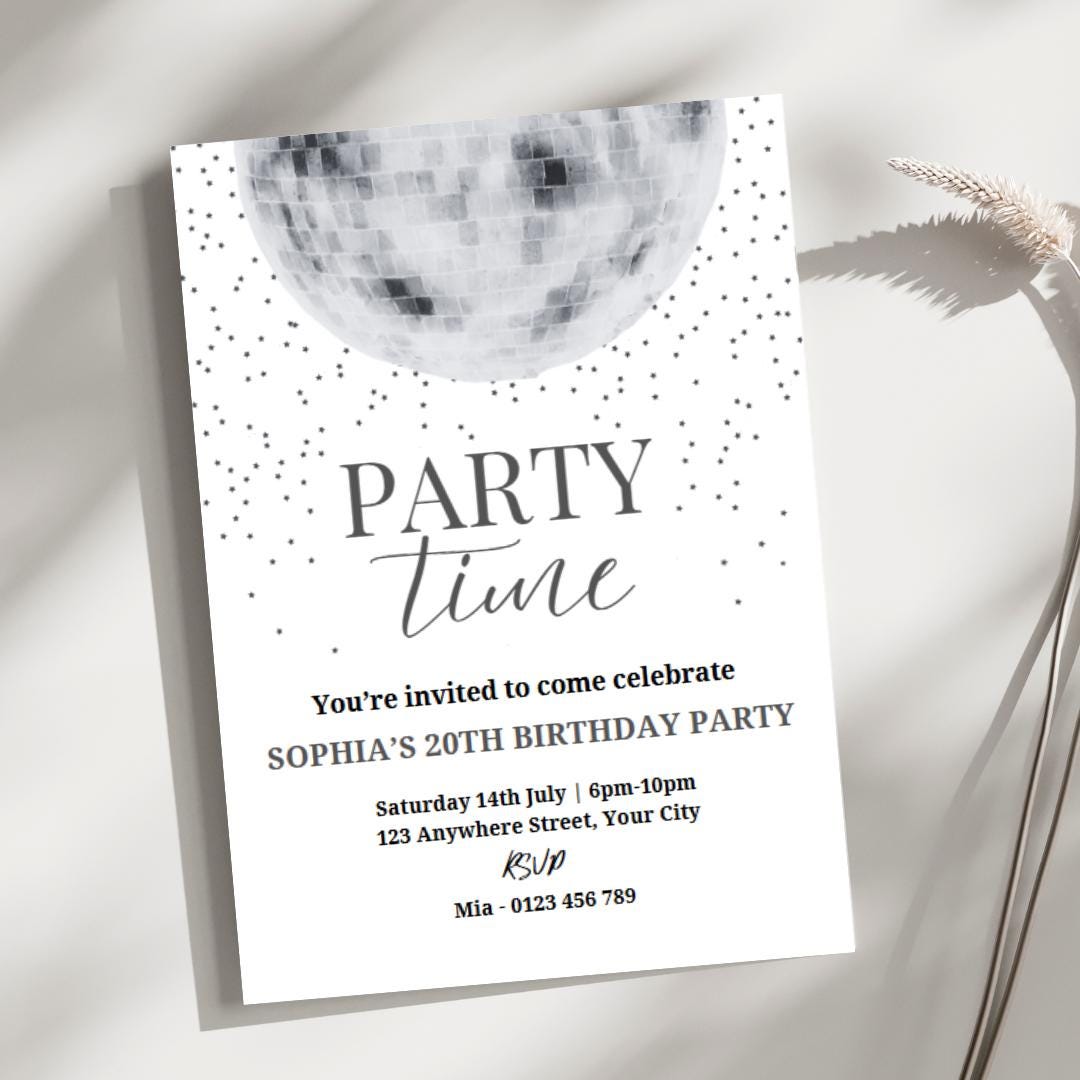Disco-themed Party Invitiation Template - Etsy