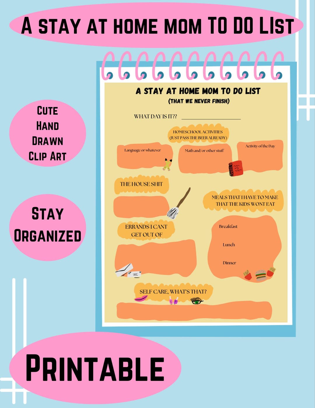 To Do List, Fun to Do List, Stay at Home Mom Planning, Planning Sheets ...