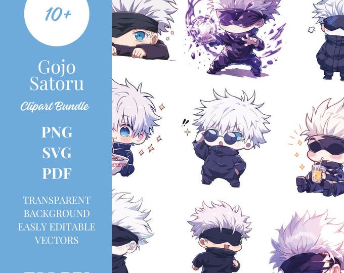 Gojo Bundle Clipart PNG 300 Dpi, Anime Png Pack, Ready for Print ...