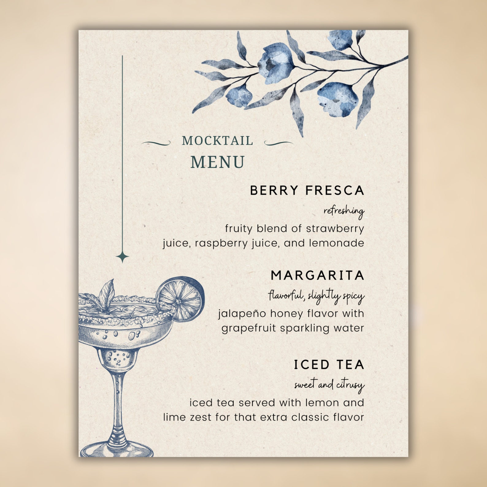Custom Mocktail Recipes Mocktail Menu Card - Etsy