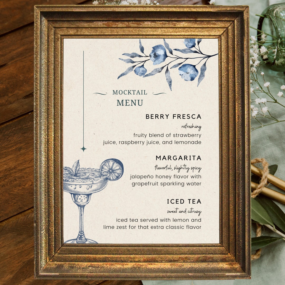 Custom Mocktail Recipes Mocktail Menu Card - Etsy