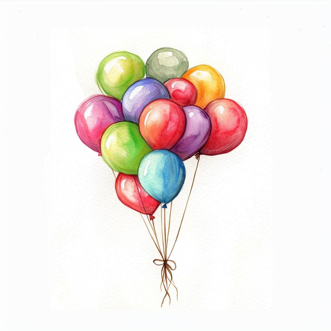 24 Colorful Balloon Clipart, Cute Child Illustration, Printable Art for ...