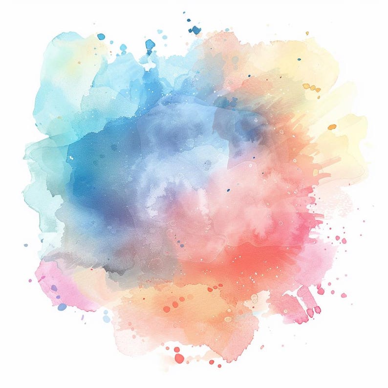 24 Watercolor Splash Clipart, Colorful Abstract Art, Creative ...